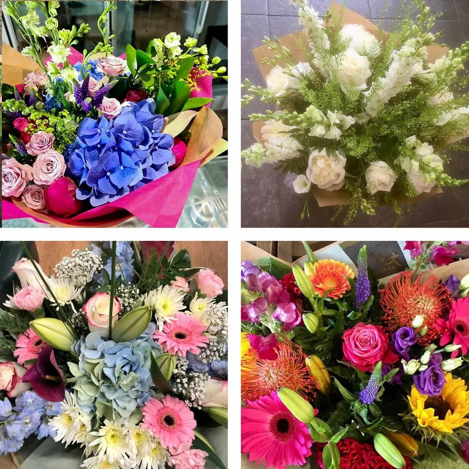 Hand-tied bouquet made with beautiful fresh flowers